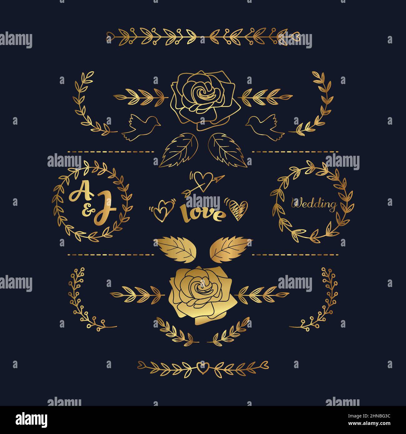 Hand drawn Floral Gold Graphic Element Stock Vector Image & Art - Alamy