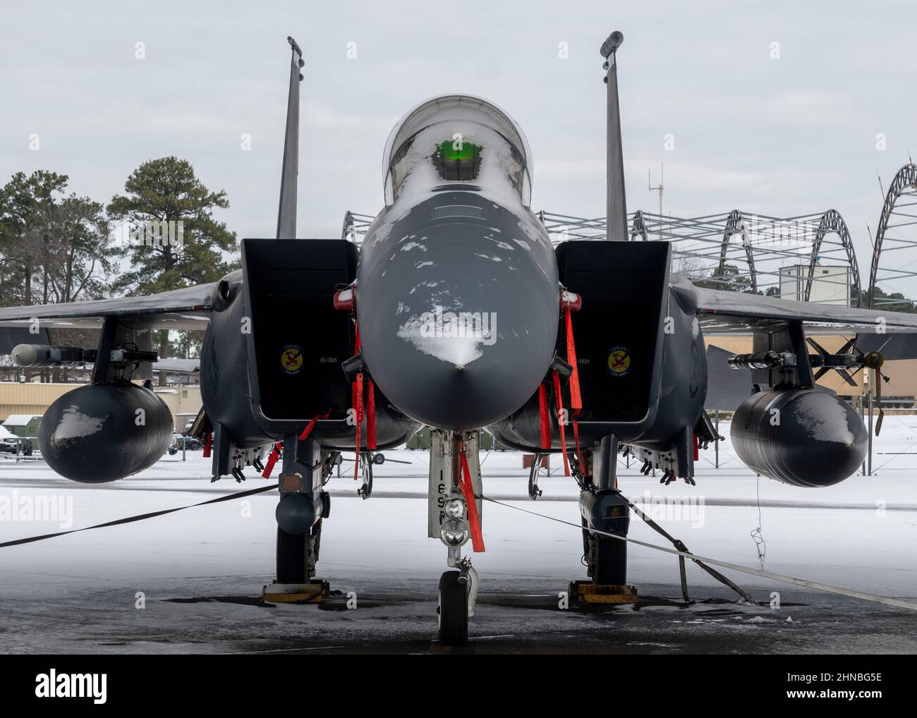 An F-15E Strike Eagle from the 334th Fighter Squadron sits on the ...