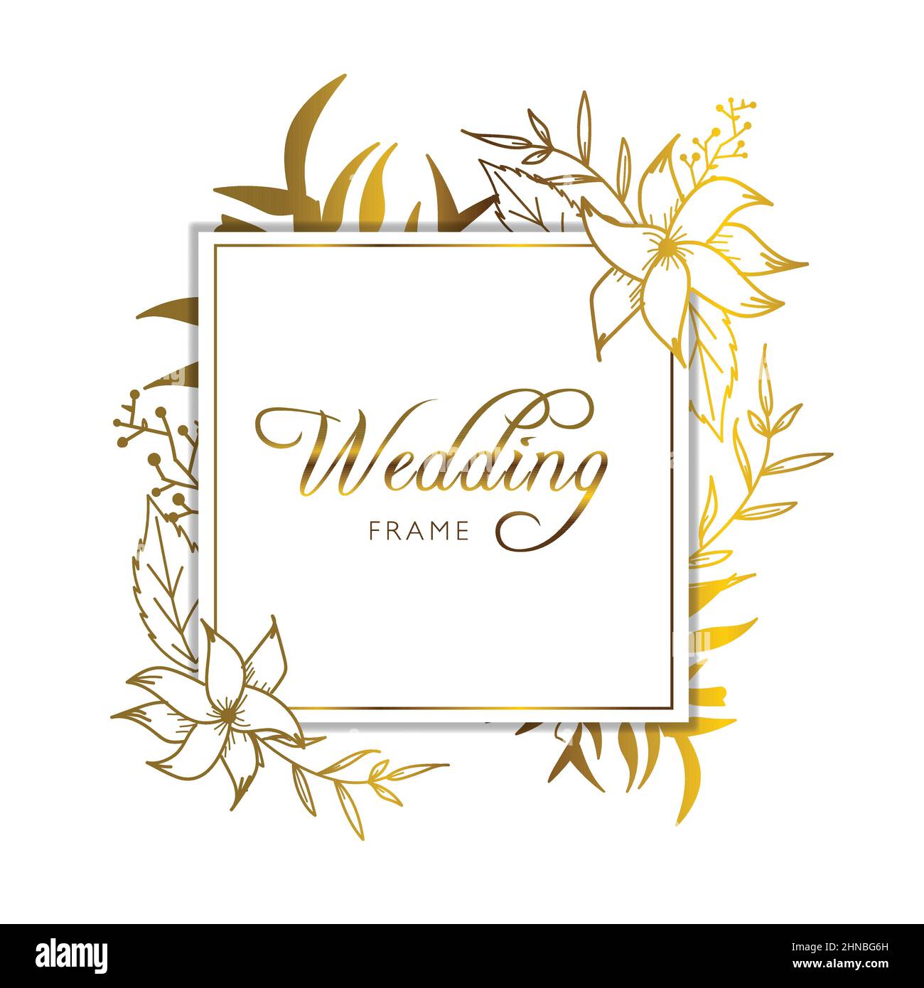 Elegant Floral Gold Wedding Invitation Banner Template Stock Vector ...