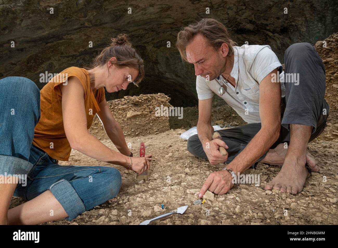 Excavations at Grotte Mandrin, France Stock Photo - Alamy