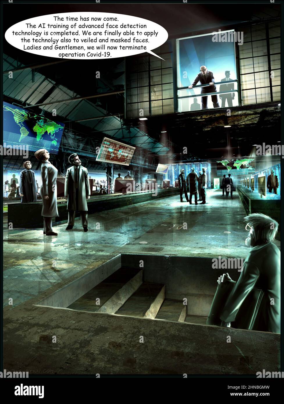 Facial recognition technology, satirical illustration Stock Photo - Alamy