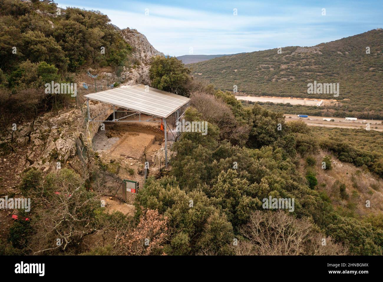 Grotte Mandrin archaeological site, France Stock Photo - Alamy