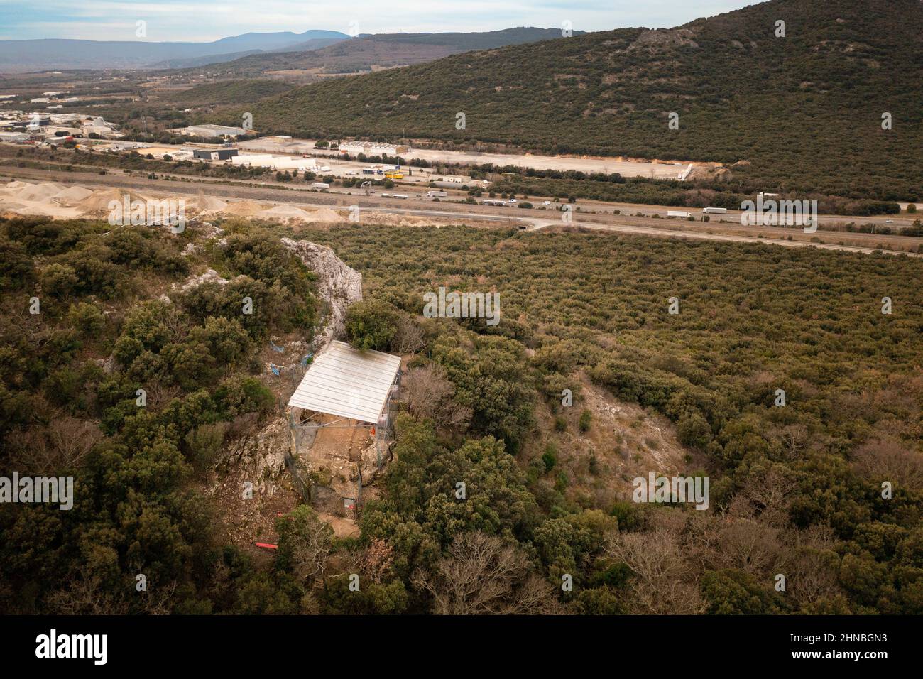 Grotte Mandrin archaeological site, France Stock Photo - Alamy