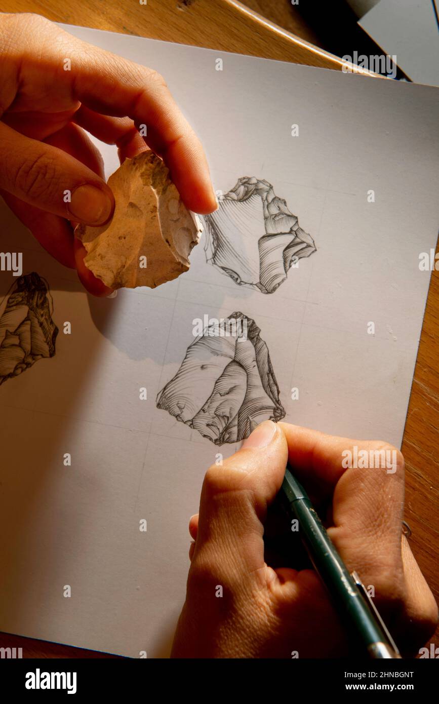 Analysis of prehistoric flint tool Stock Photo - Alamy