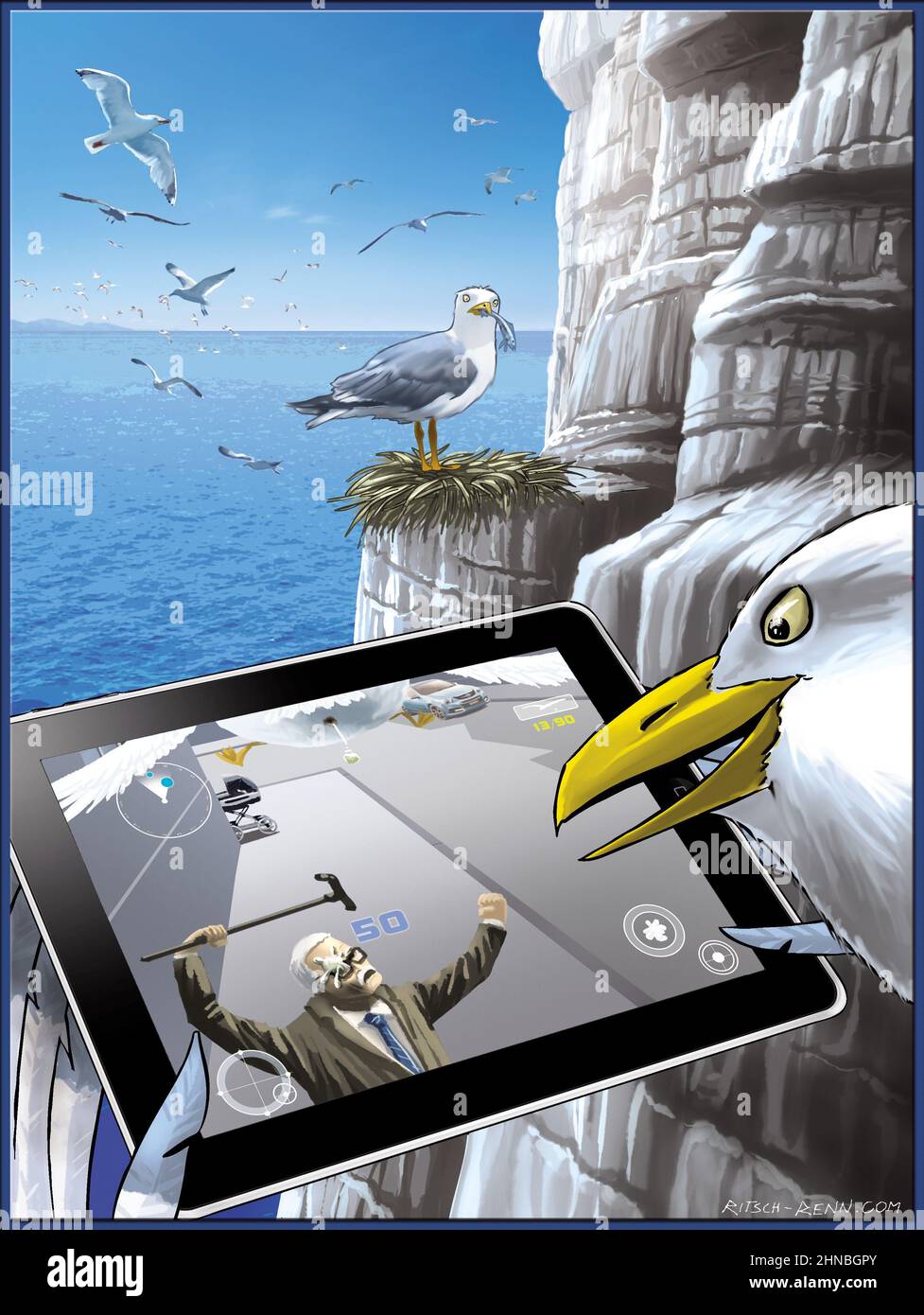 Video game, satirical illustration Stock Photo - Alamy