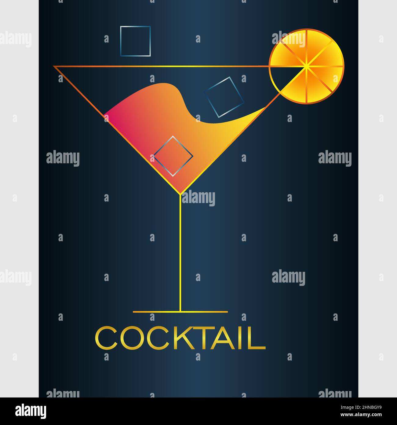 abstract minimal cocktail logo on a dark background 1 Stock Vector ...