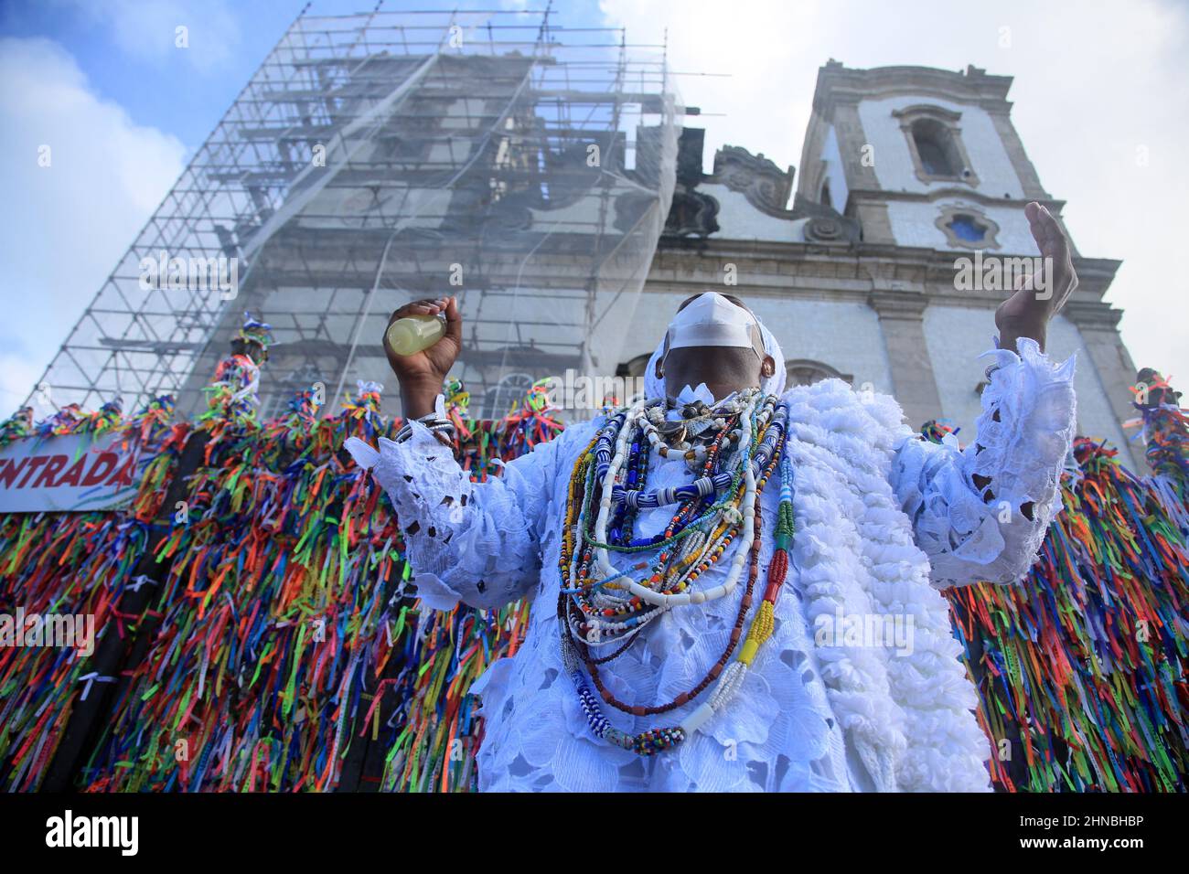 salvador, bahia, brazil - january 13, 2022: adept of the Candomble ...