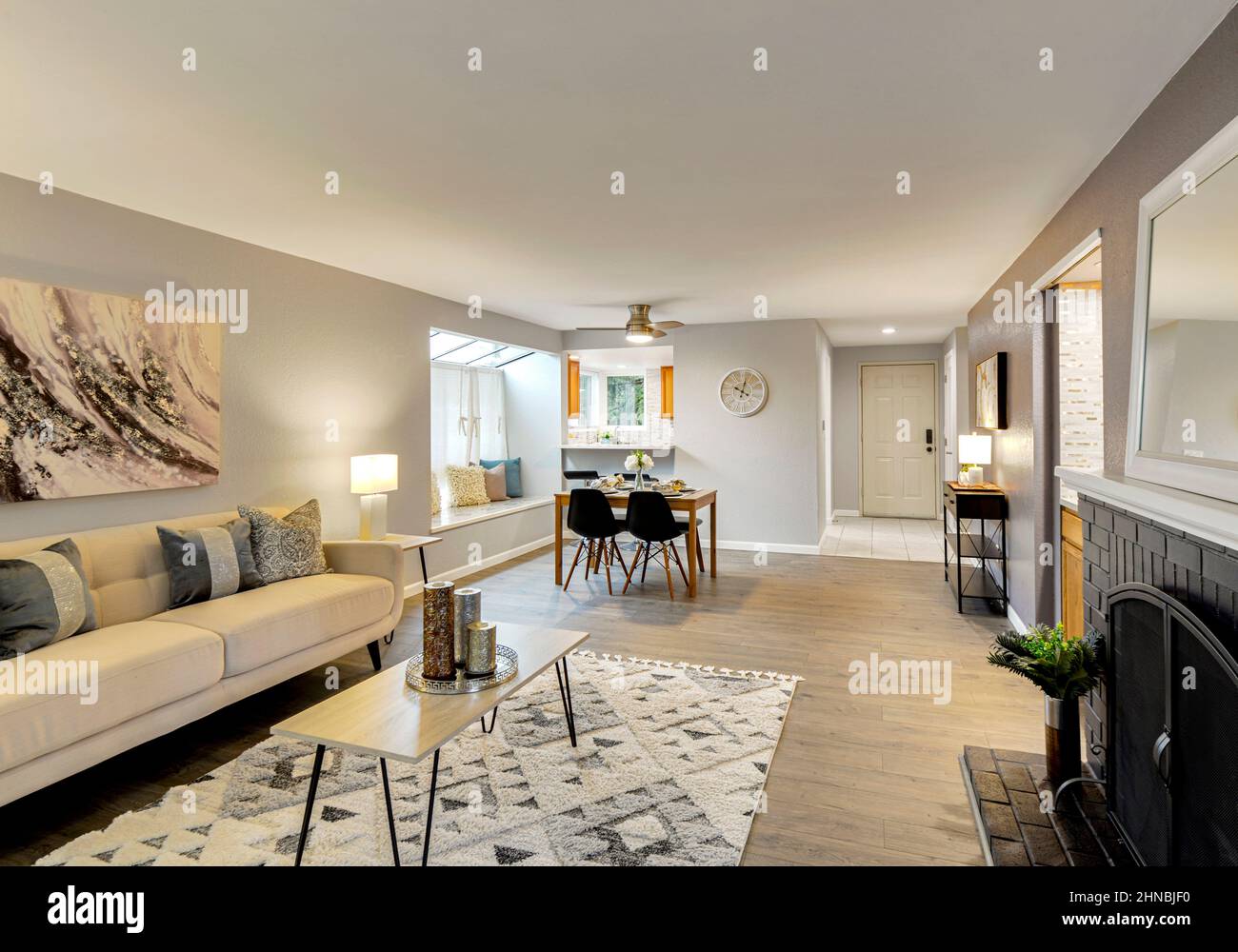 Modern residential living room and dining room interior Stock Photo - Alamy