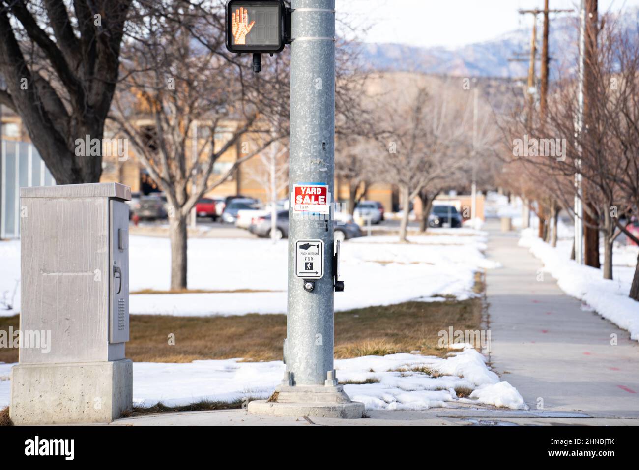 Road sign push button for passenger Stock Photo - Alamy