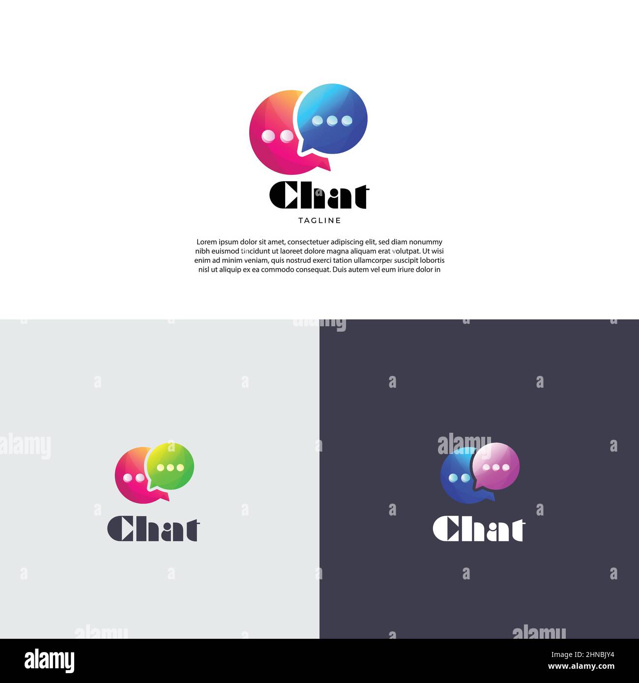 Colorful Gradient Double Bubble Chat Logo Design Template Stock Vector ...