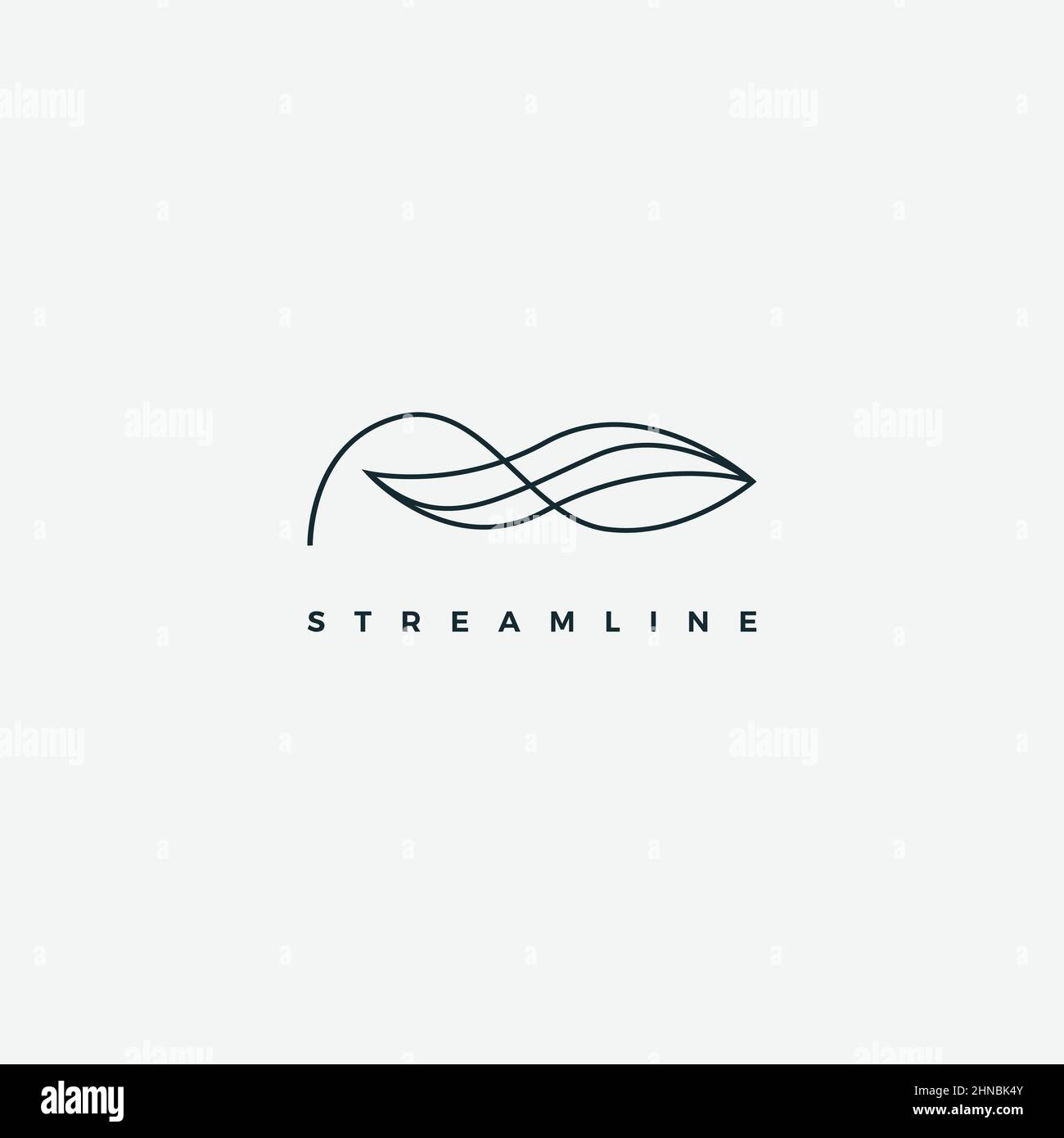 Simple Monogram Line Wave Logo Design Template Stock Vector Image & Art ...