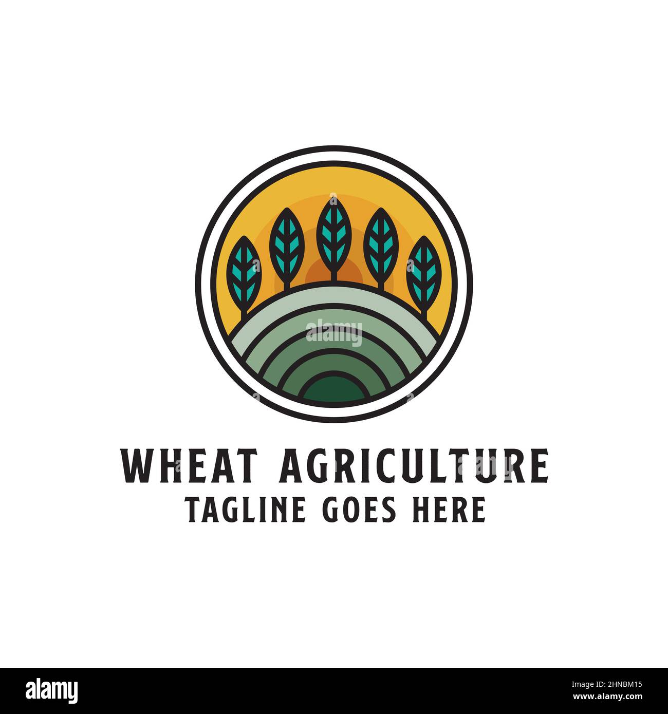 Nature Wheat agriculture logo design badge, line art farm logo vector ...