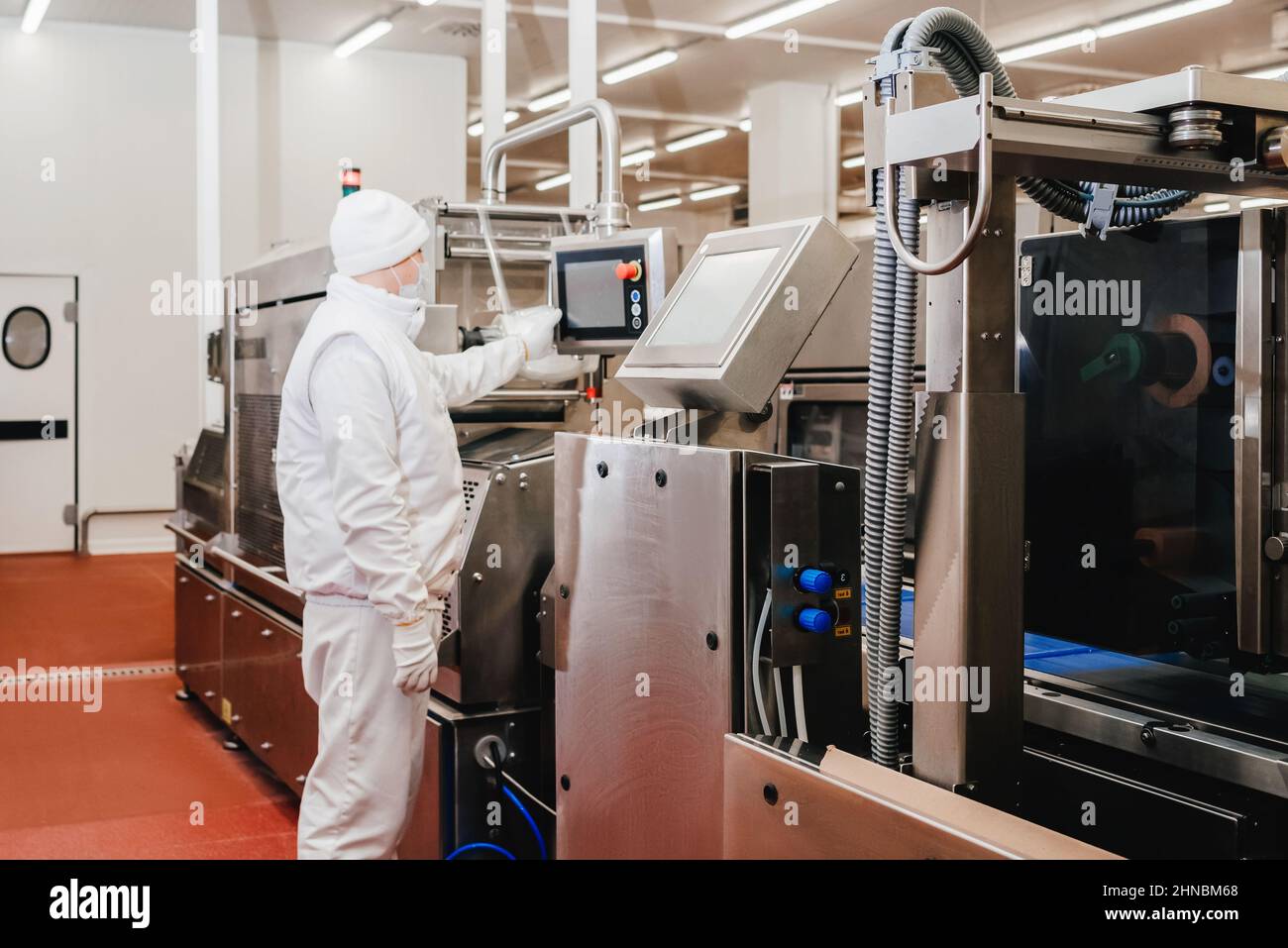 Meat processing plant.People working at a chicken factory - stock photo ...