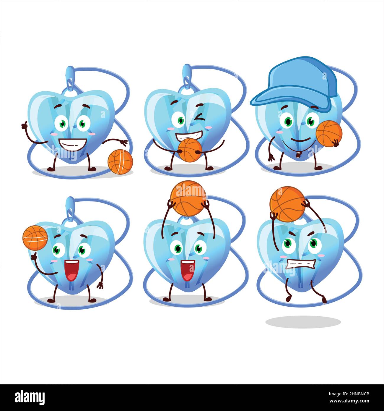 Talented crystal heart necklace cartoon character as a basketball ...