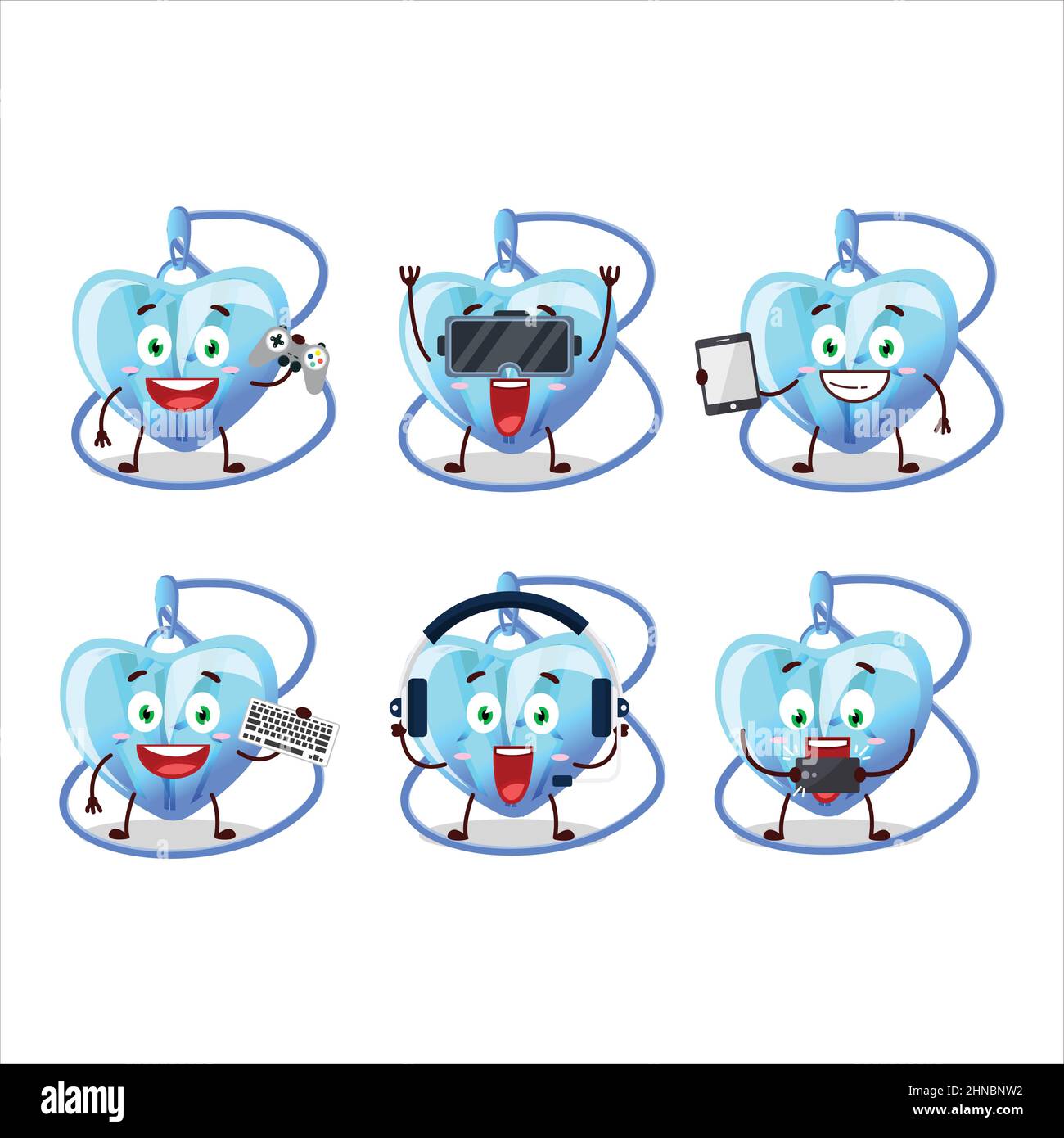 Crystal heart necklace cartoon character are playing games with various ...