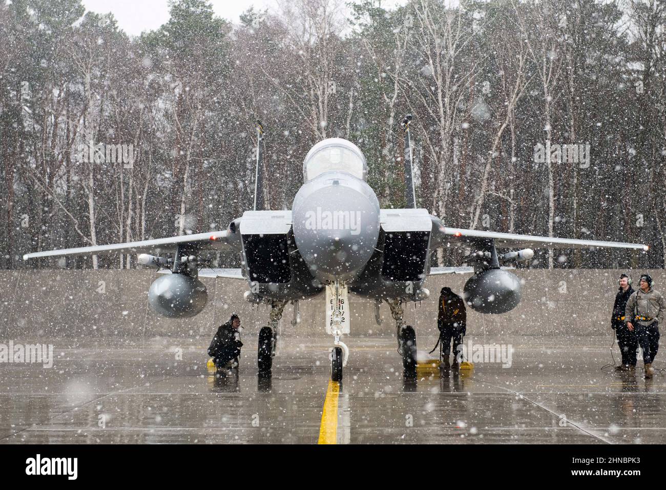 Lask, Poland. 11 February, 2022. A U.S. Air Force F-15C Eagle assigned ...