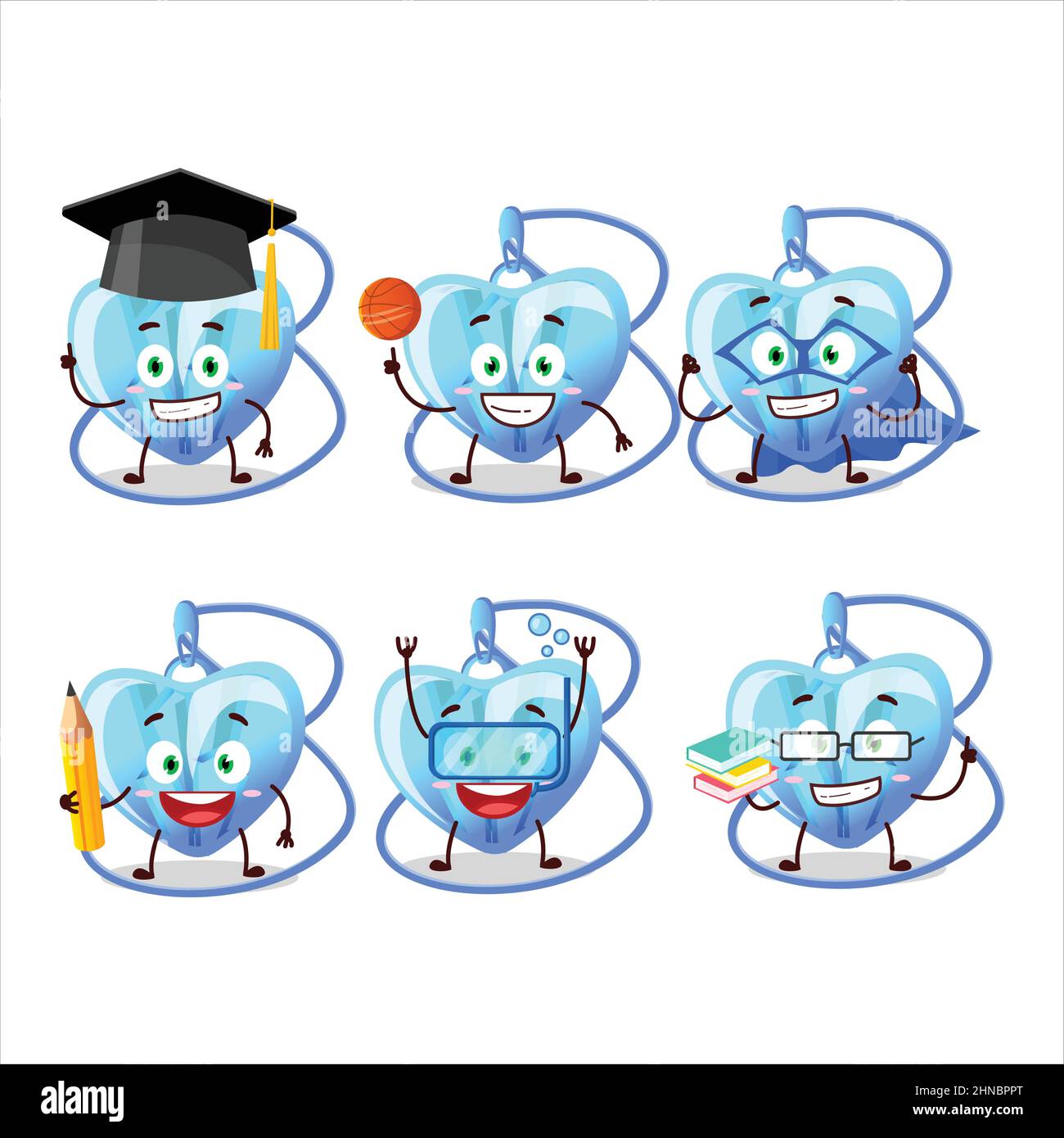 School student of crystal heart necklace cartoon character with various ...