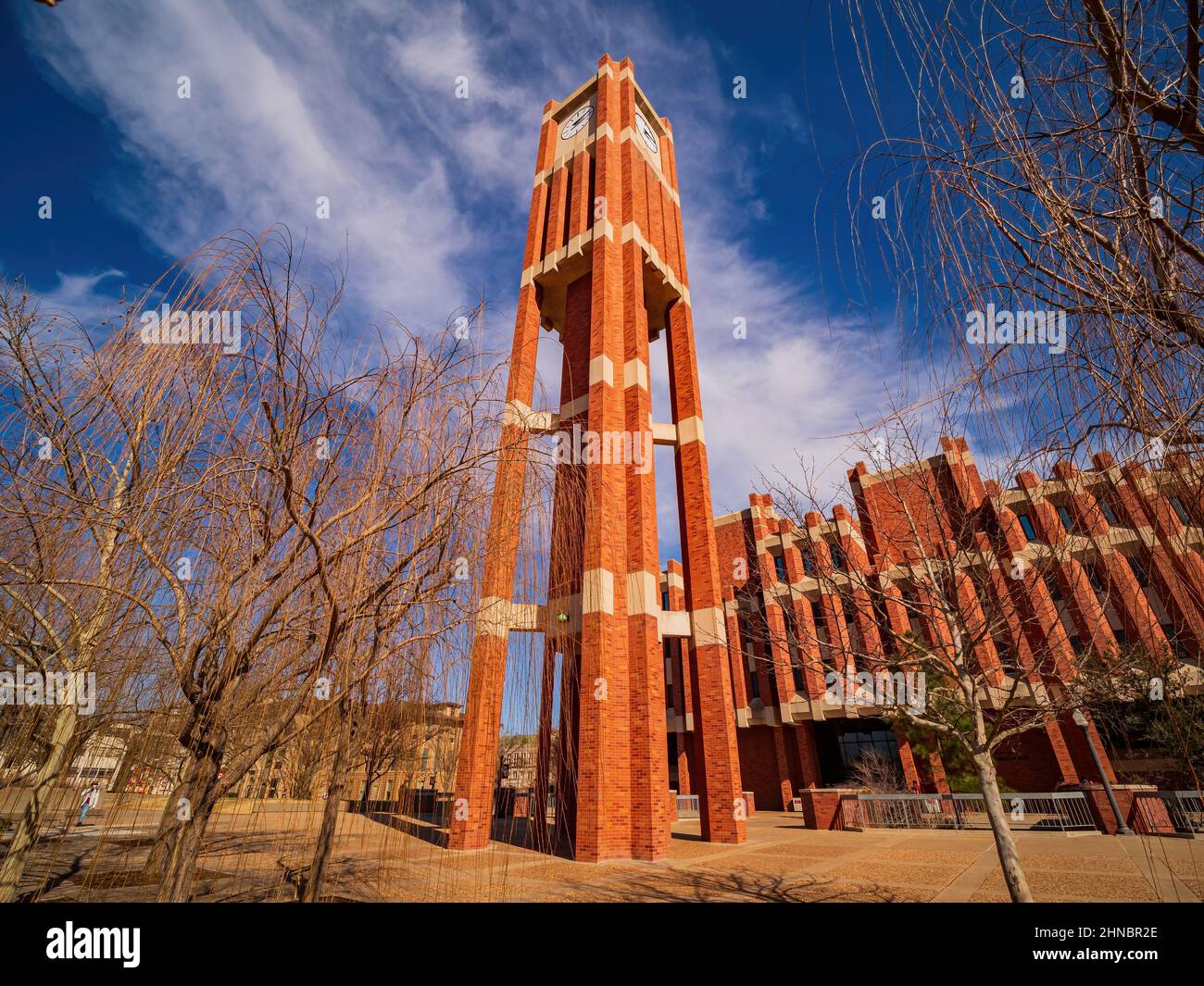 Sunny view of The clock tower of OU at Oklahoma Stock Photo - Alamy