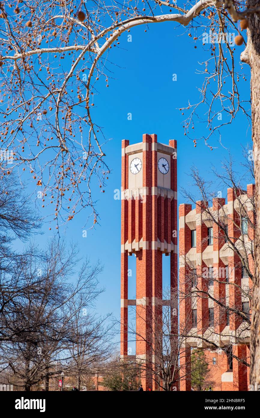 Sunny view of The clock tower of OU at Oklahoma Stock Photo - Alamy