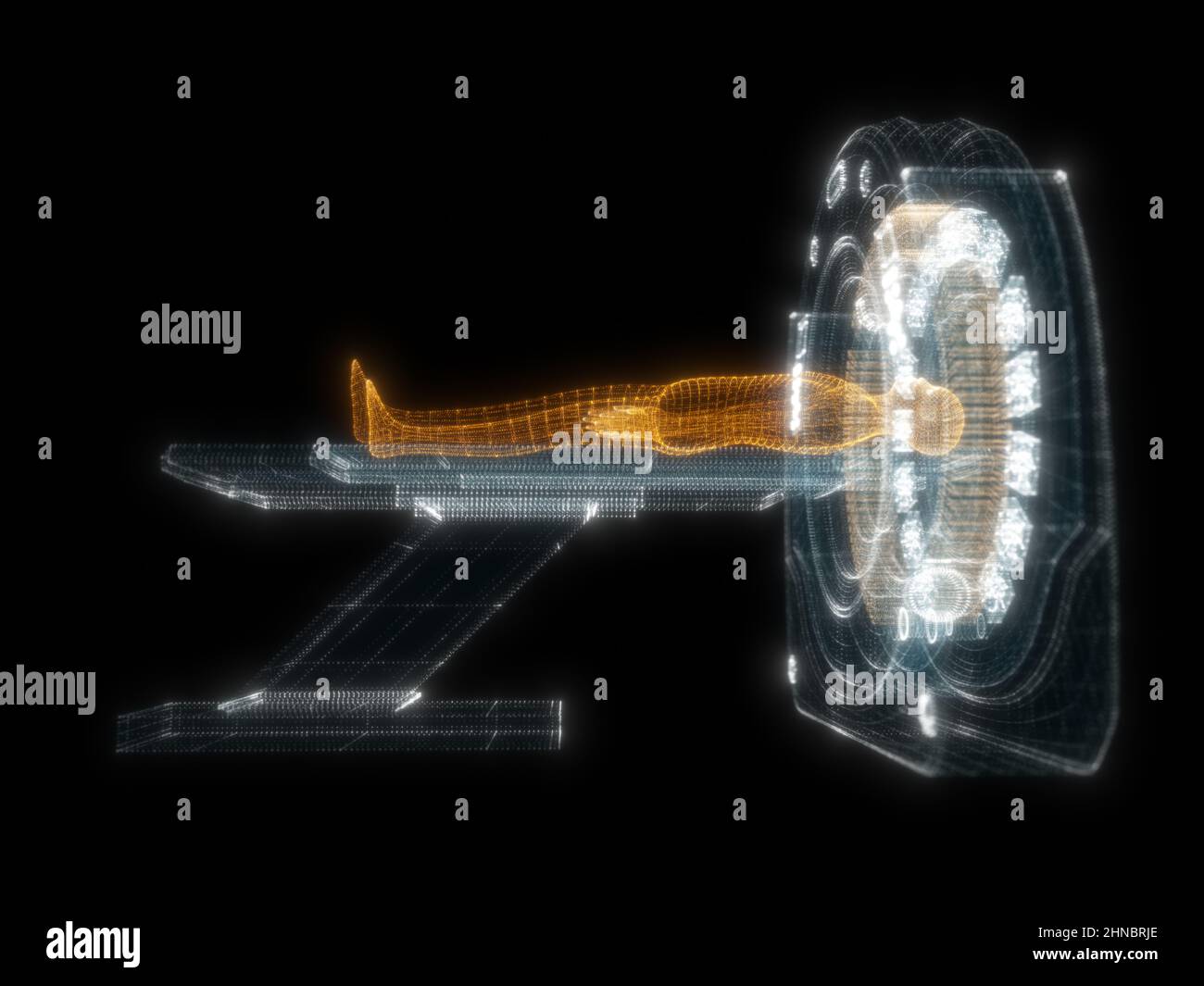 Digital MRI scan with patient Hologram. Medicine and Technology Concept ...