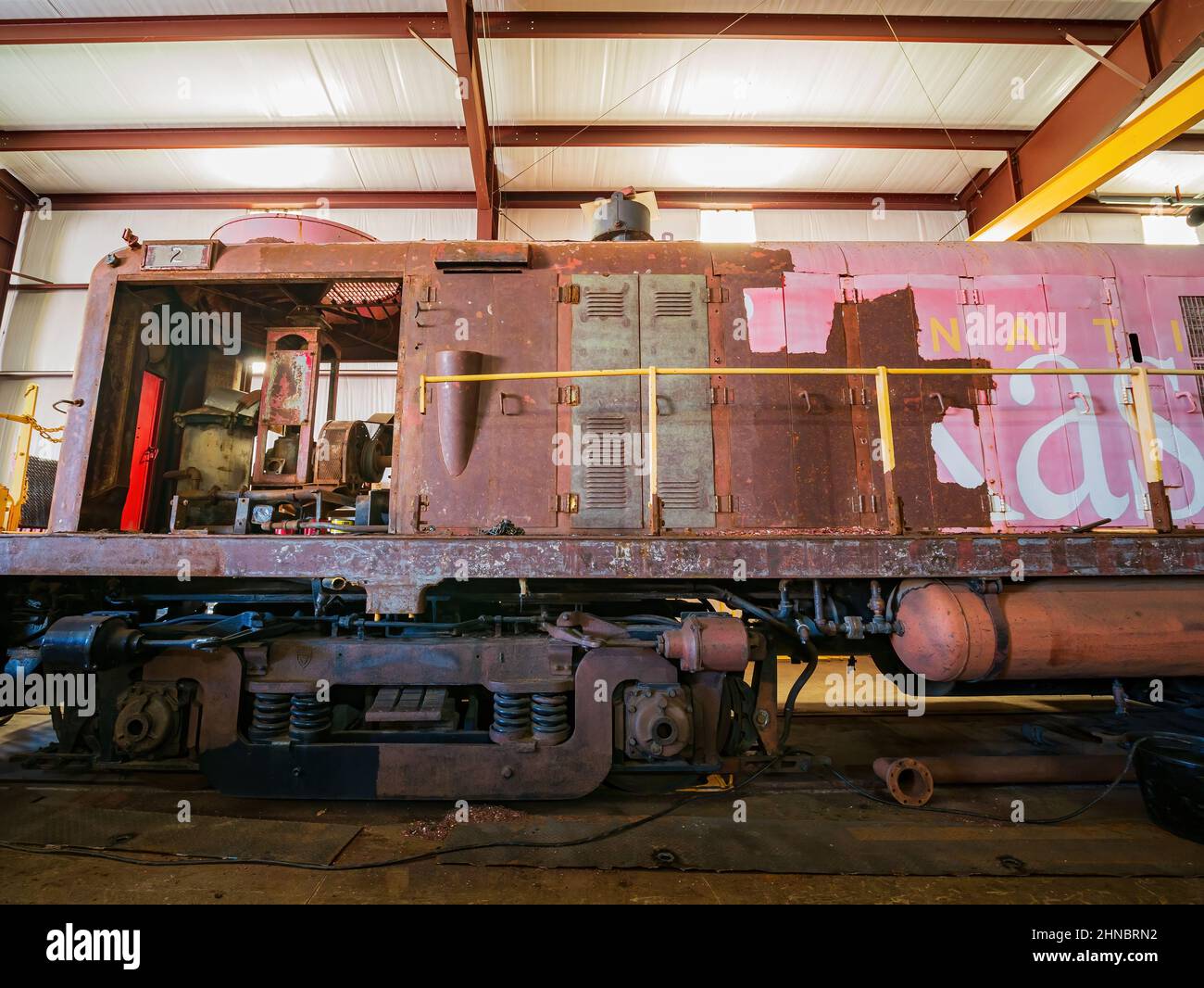 Oklahoma FEB 10, 2022 - Interior view of the Oklahoma Railway Museum ...