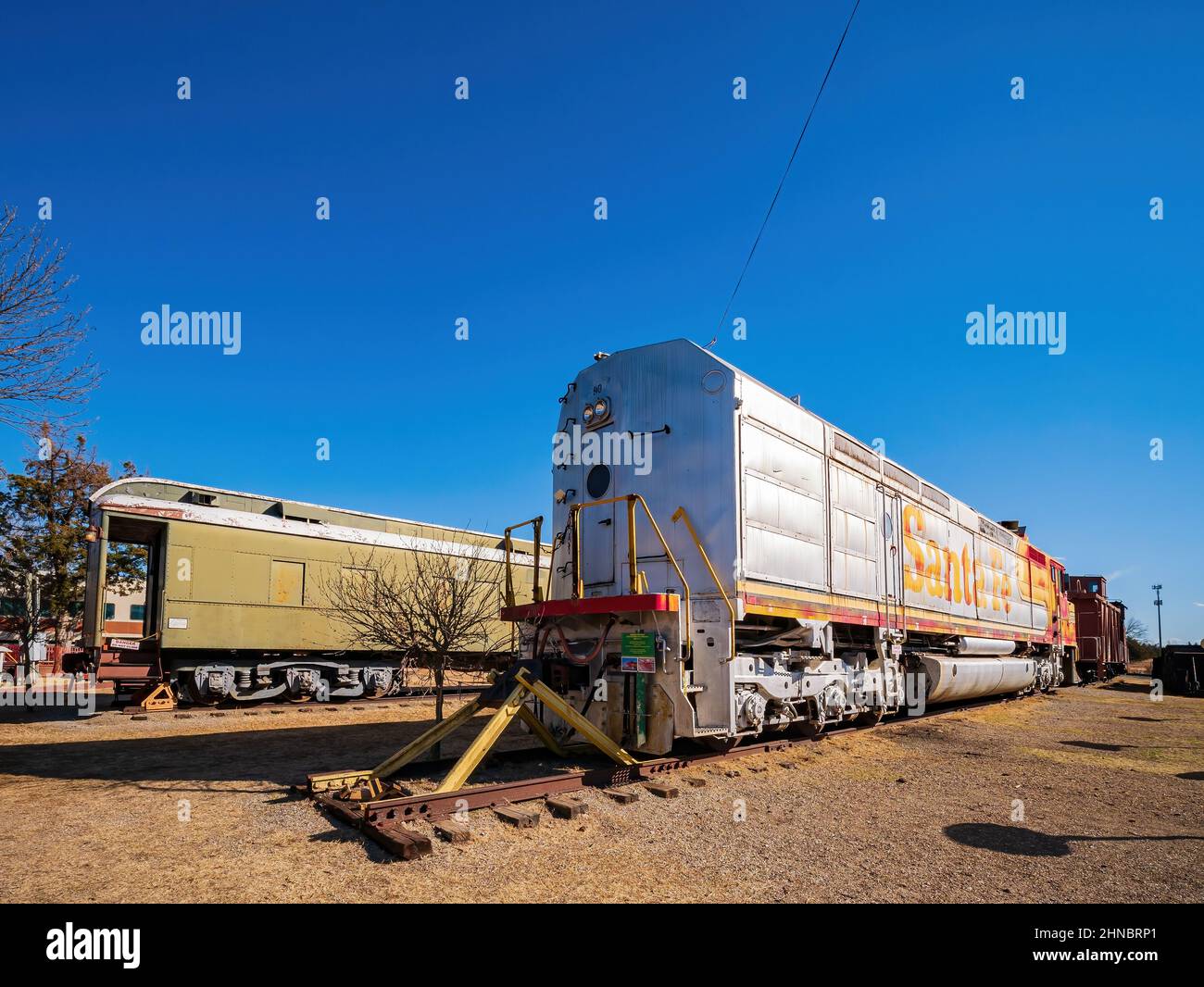 Oklahoma FEB 10, 2022 - Sunny view of the Oklahoma Railway Museum Stock ...