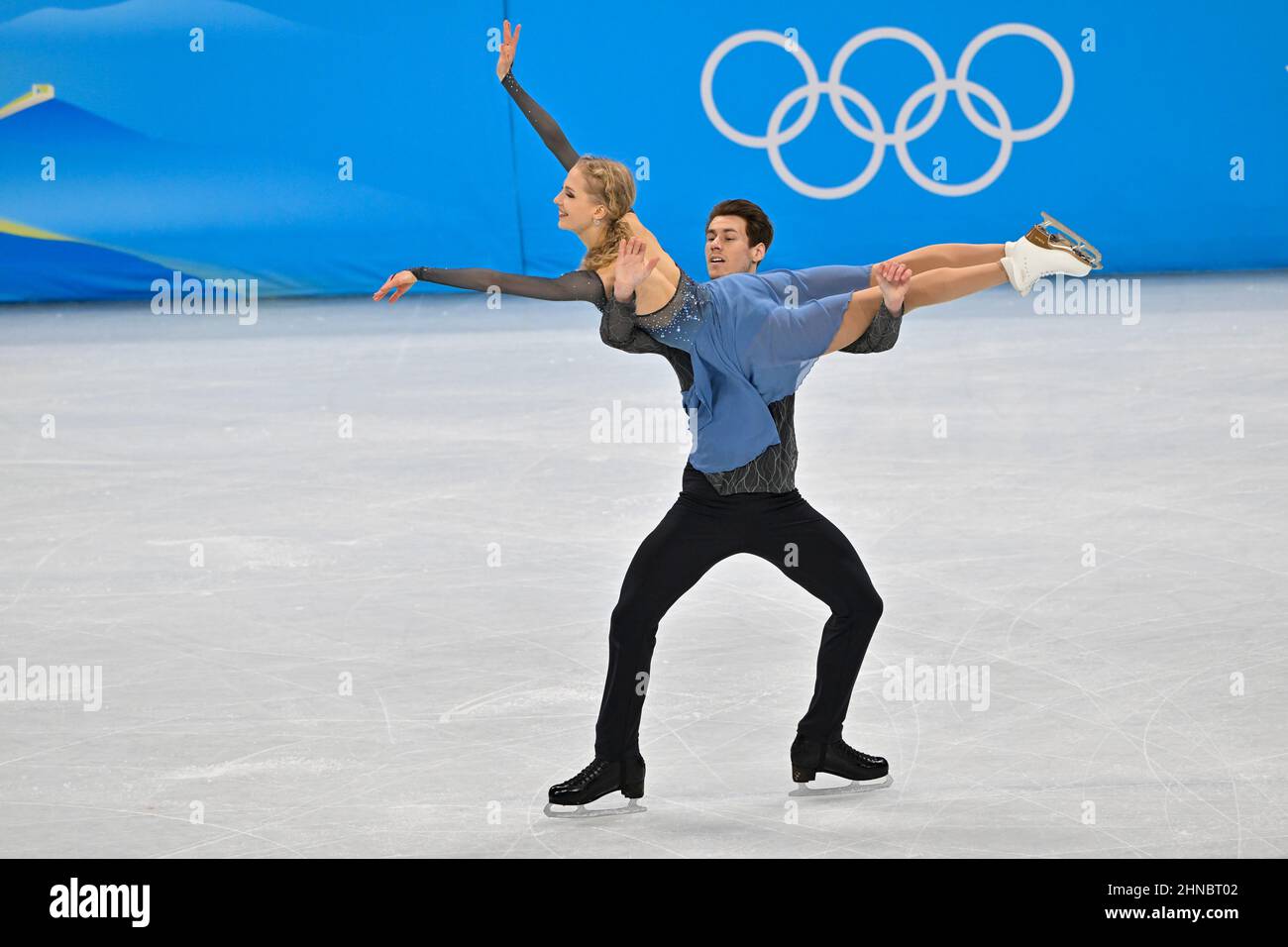 BEIJING, CHINA - FEBRUARY 14: Juulia Turkkila and Matthias Versluis of Team Finland skate during ...