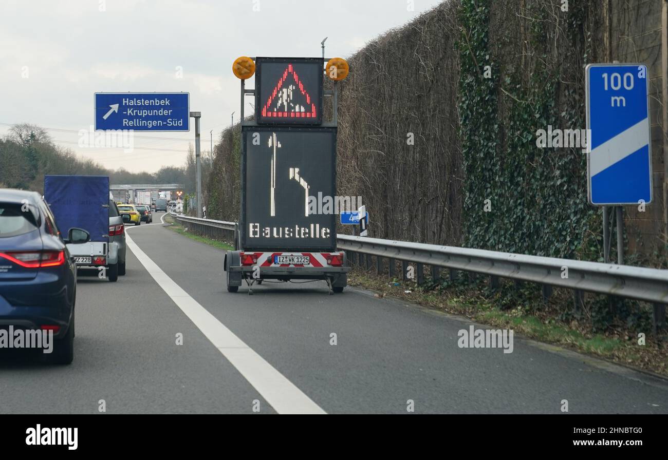 Hamburg, Germany. 15th Feb, 2022. A construction site sign stands on ...