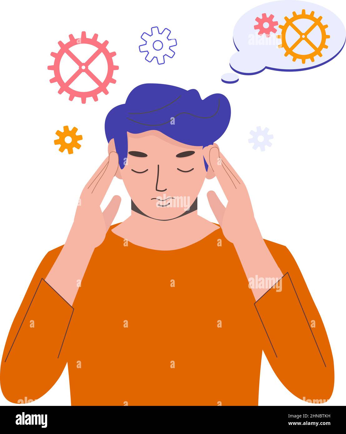 Portrait of young troubled man. Boy with think bubble. People thinking ...