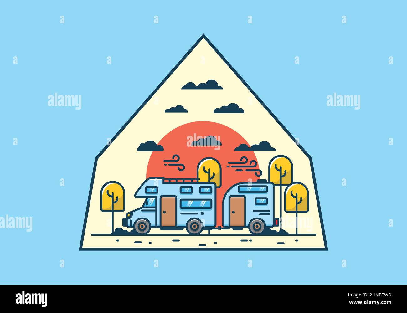 colorful camper van car flat illustration design Stock Vector Image ...
