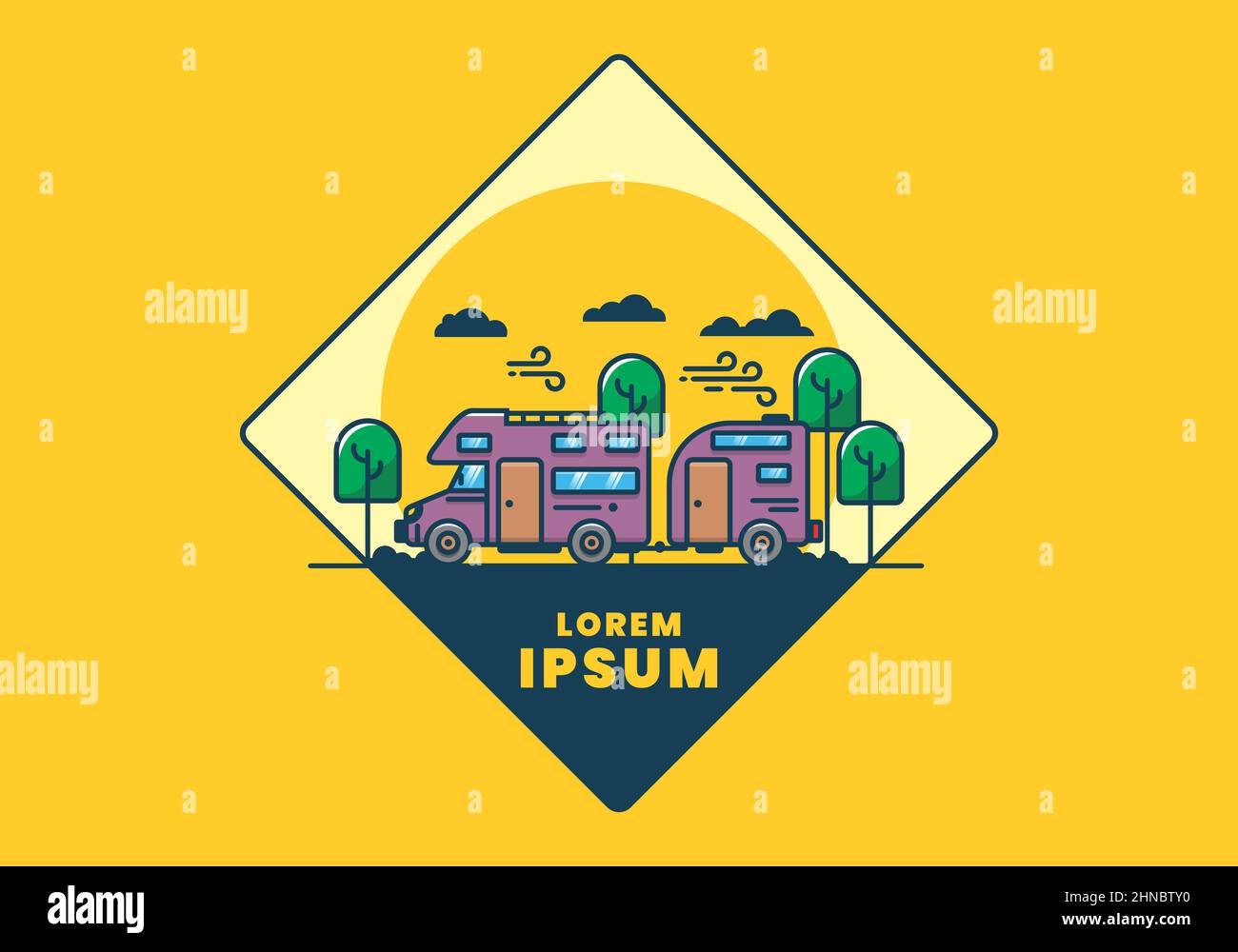 colorful camper van car flat illustration design Stock Vector Image ...