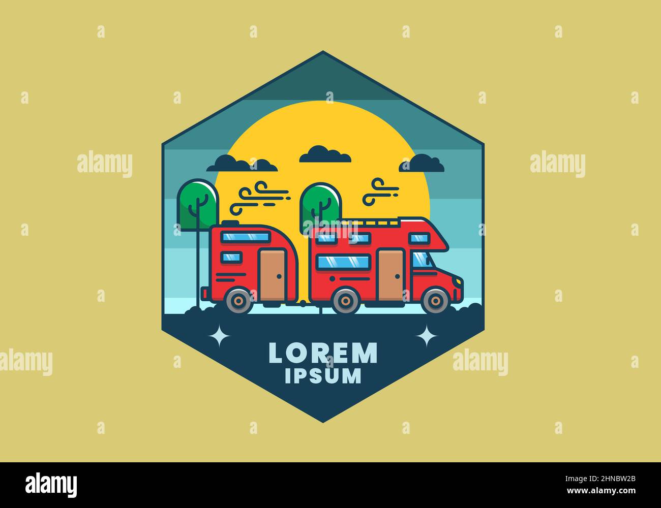 colorful camper van car flat illustration design Stock Vector Image ...