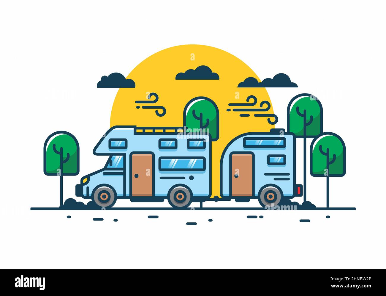 colorful camper van car flat illustration design Stock Vector Image ...