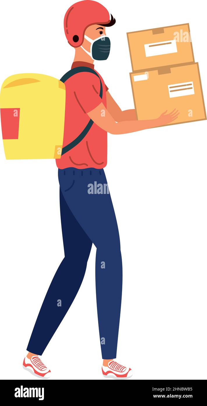 courier delivery safety with boxes Stock Vector Image & Art - Alamy