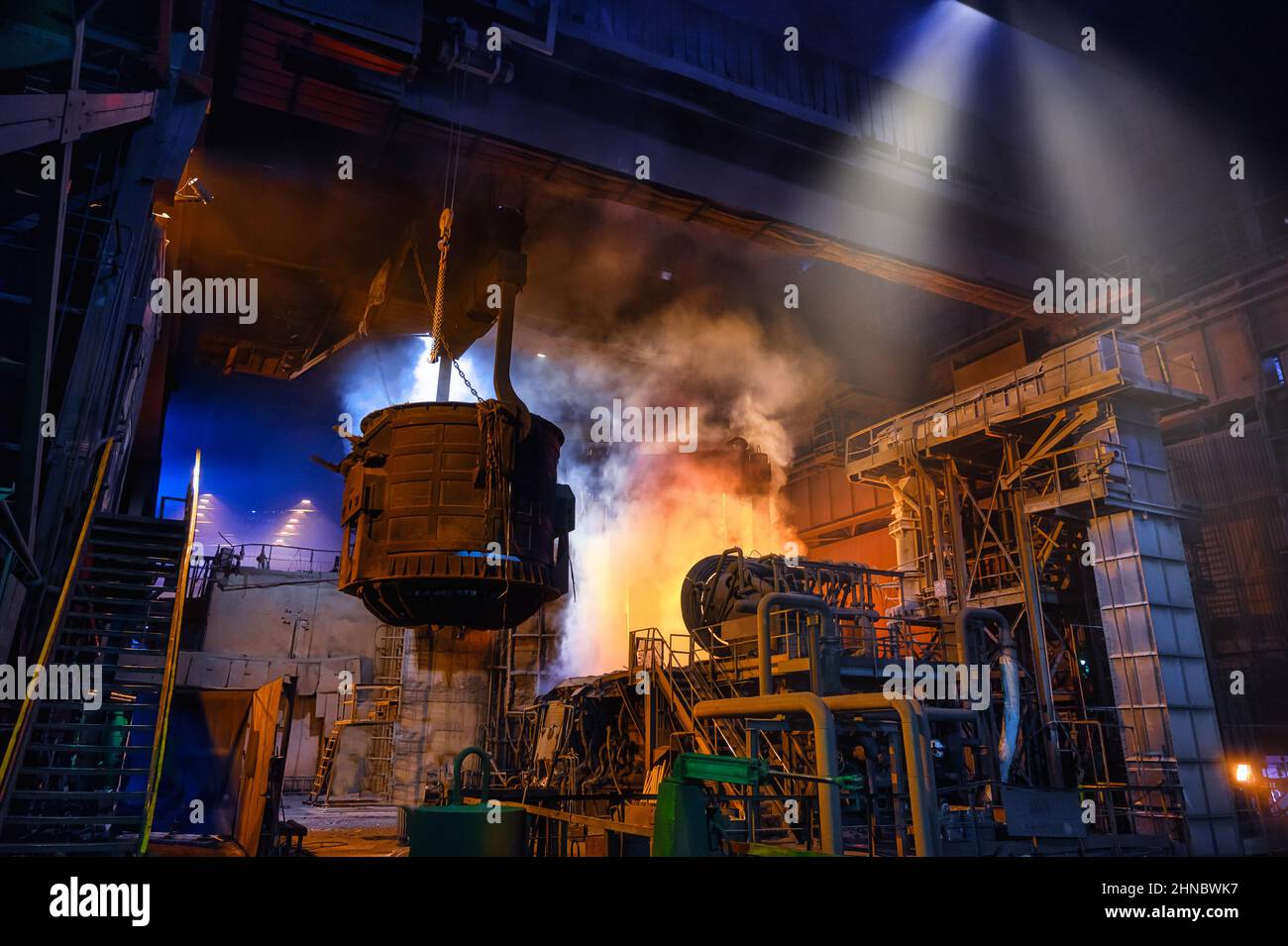 Scrap metal ladle before being discharged into steelmaking furnace ...