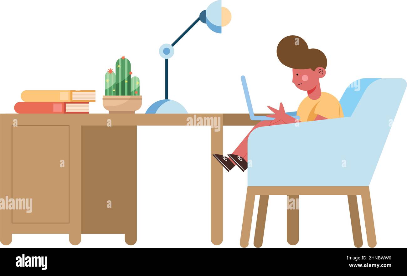 College student laptop sofa Stock Vector Images - Alamy