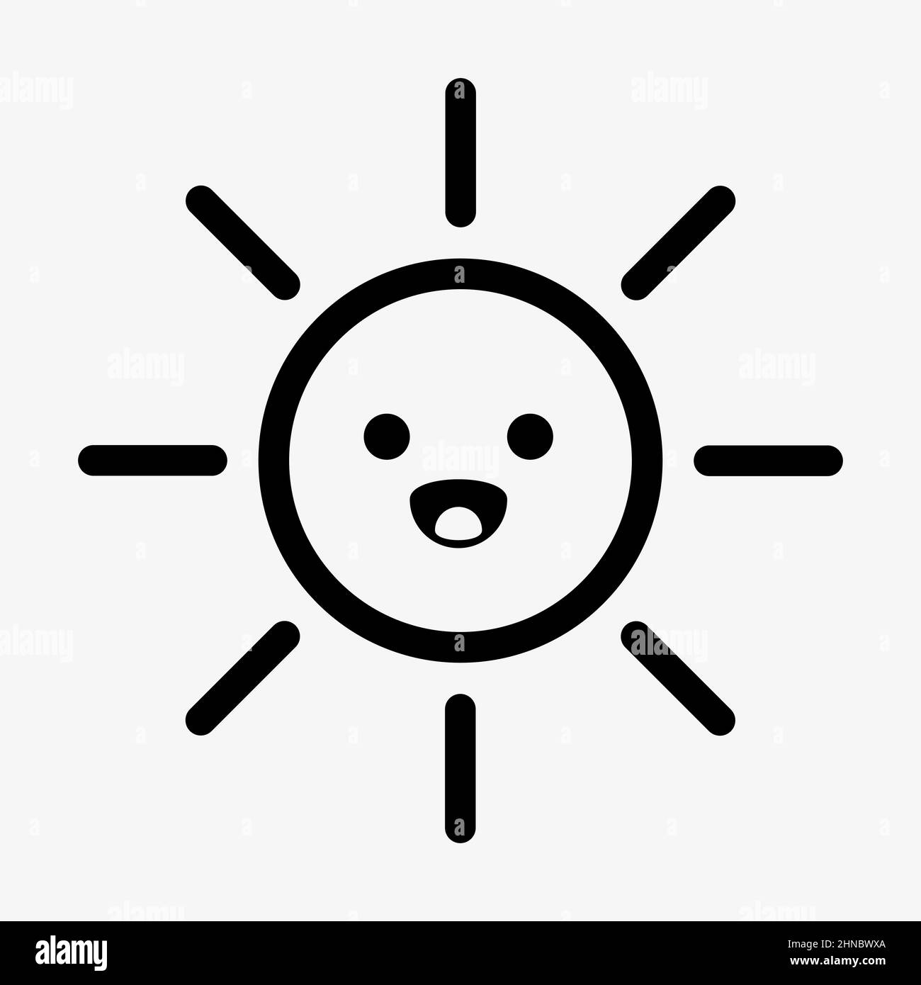 Cute sun with face vector icon on white background Stock Vector Image ...