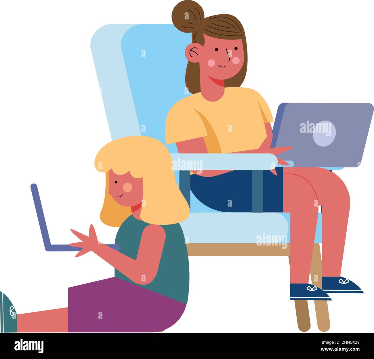 girls using laptops elearning characters Stock Vector Image & Art - Alamy