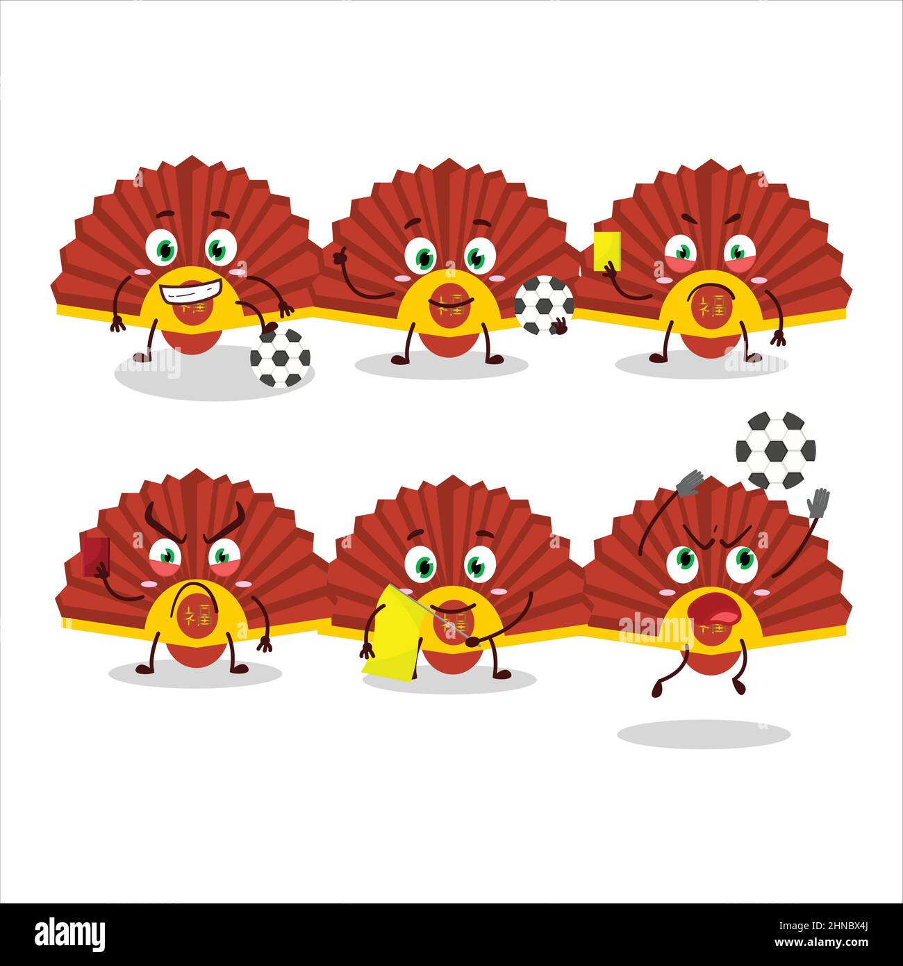 Red chinese fan cartoon character working as a Football referee. Vector ...