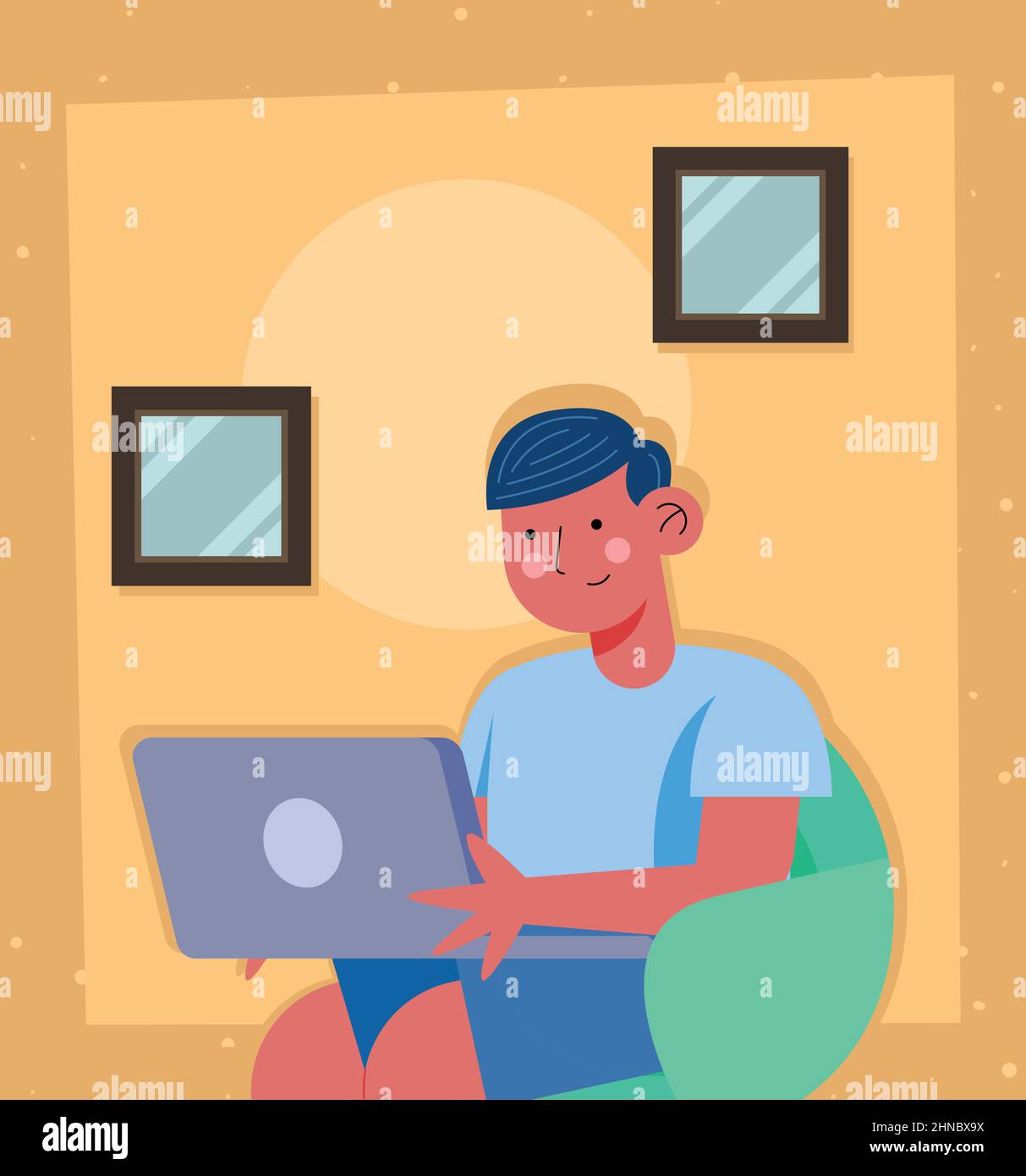 little student boy with laptop elearning Stock Vector Image & Art - Alamy