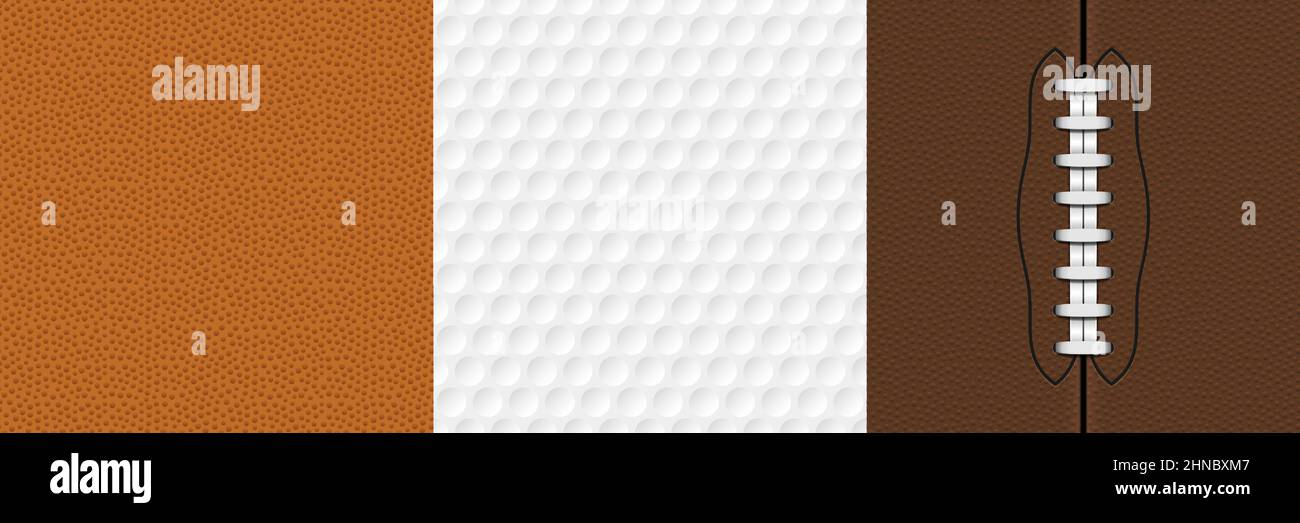 Textures of sport american football, golf and basket balls. Vector ...