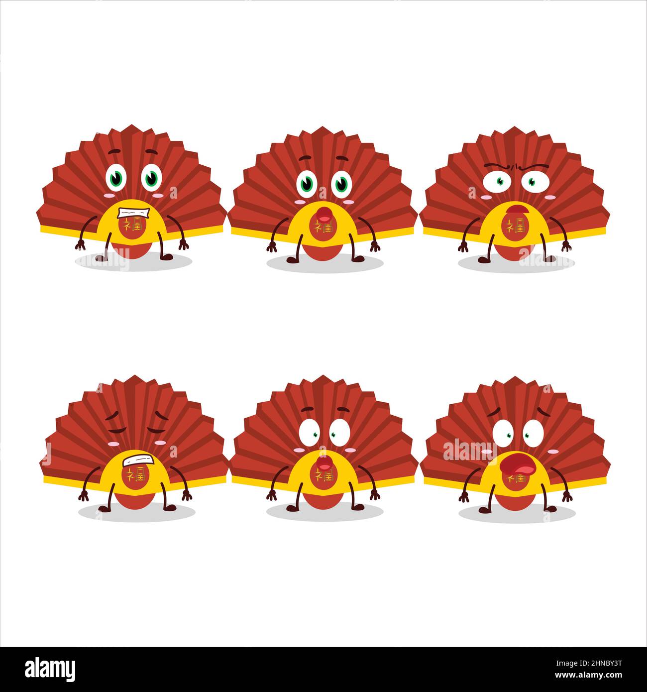 Character cartoon of red chinese fan with scared expression. Vector ...