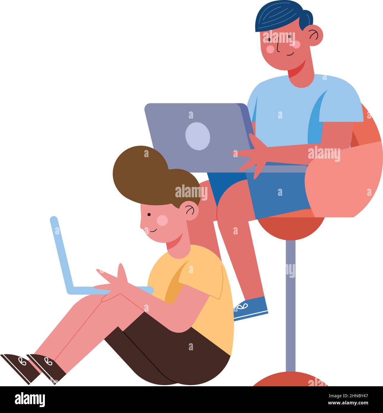boys using laptops elearning characters Stock Vector Image & Art - Alamy