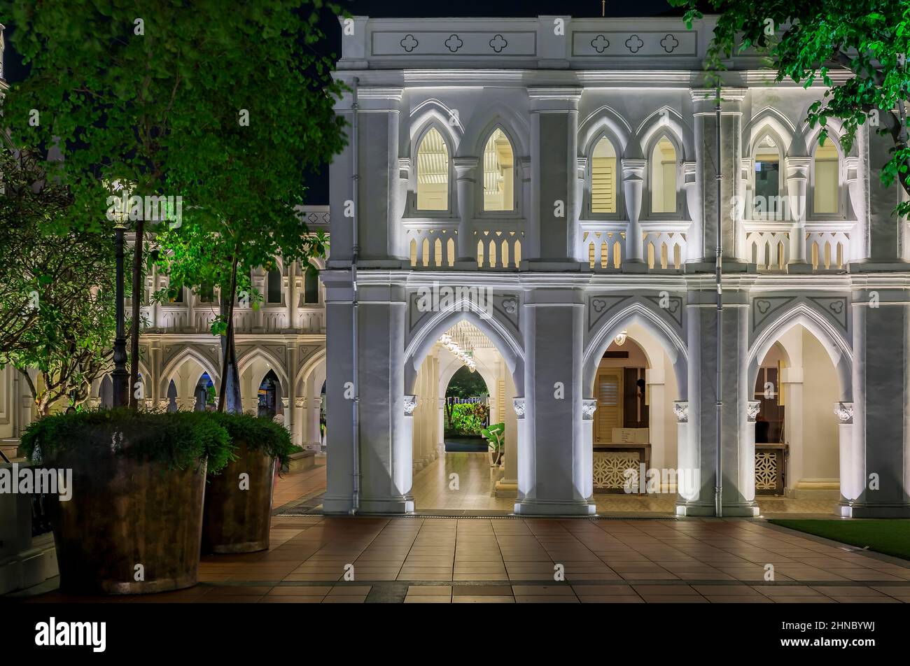 Singapore - September 11, 2019: Inner courtyard at CHIJMES, an old ...