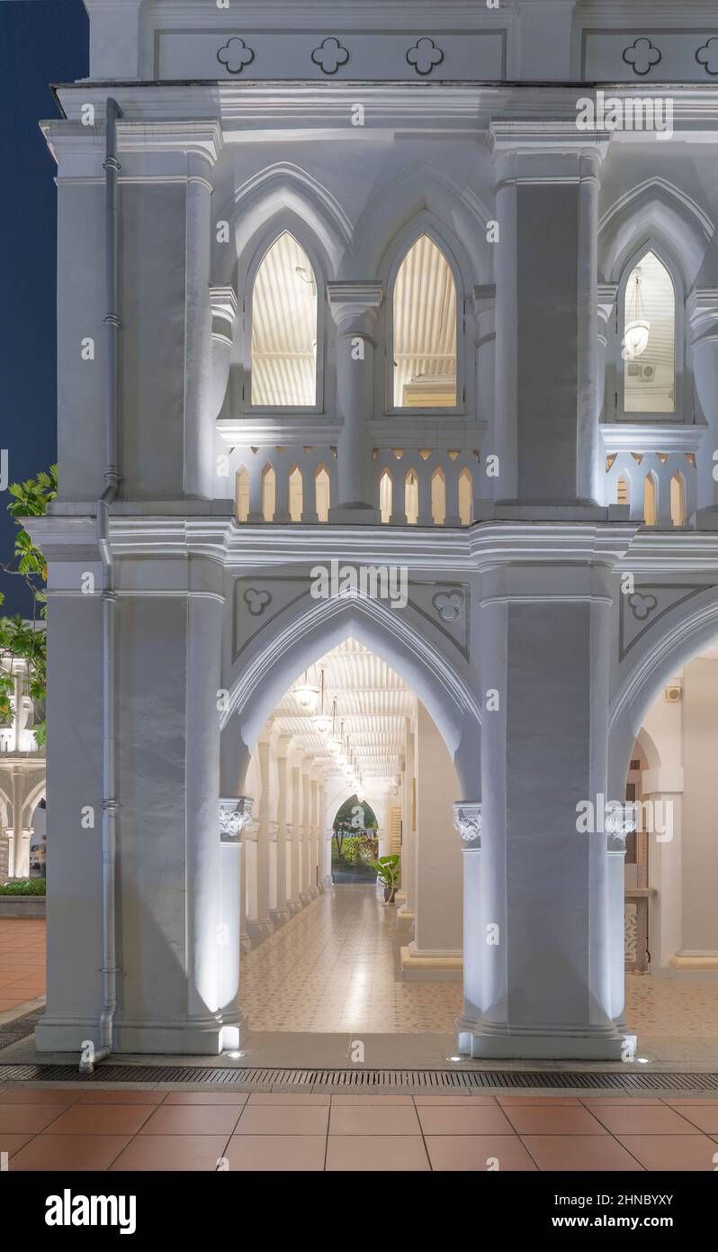 Singapore - September 11, 2019: Inner courtyard at CHIJMES, an old ...