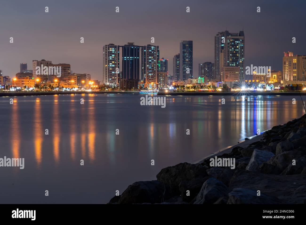 A view of Ajman city from the al Zawrah marina area Stock Photo - Alamy