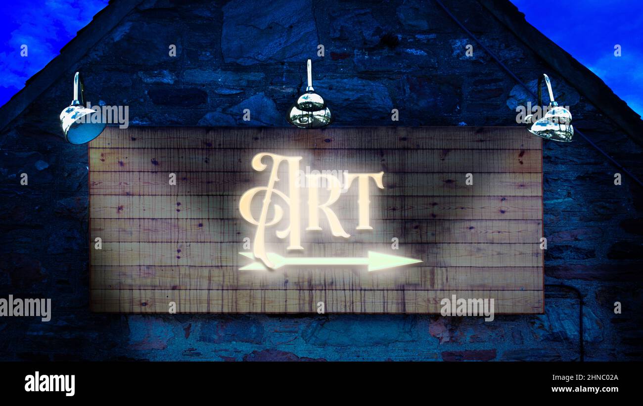 Street Sign the Direction Way to Art Stock Photo - Alamy