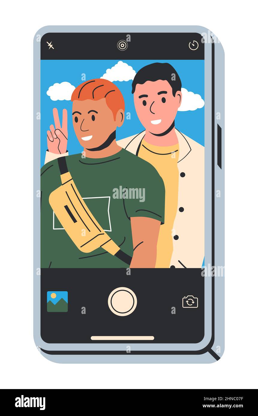 Happy friends taking fun Stock Vector Images - Alamy