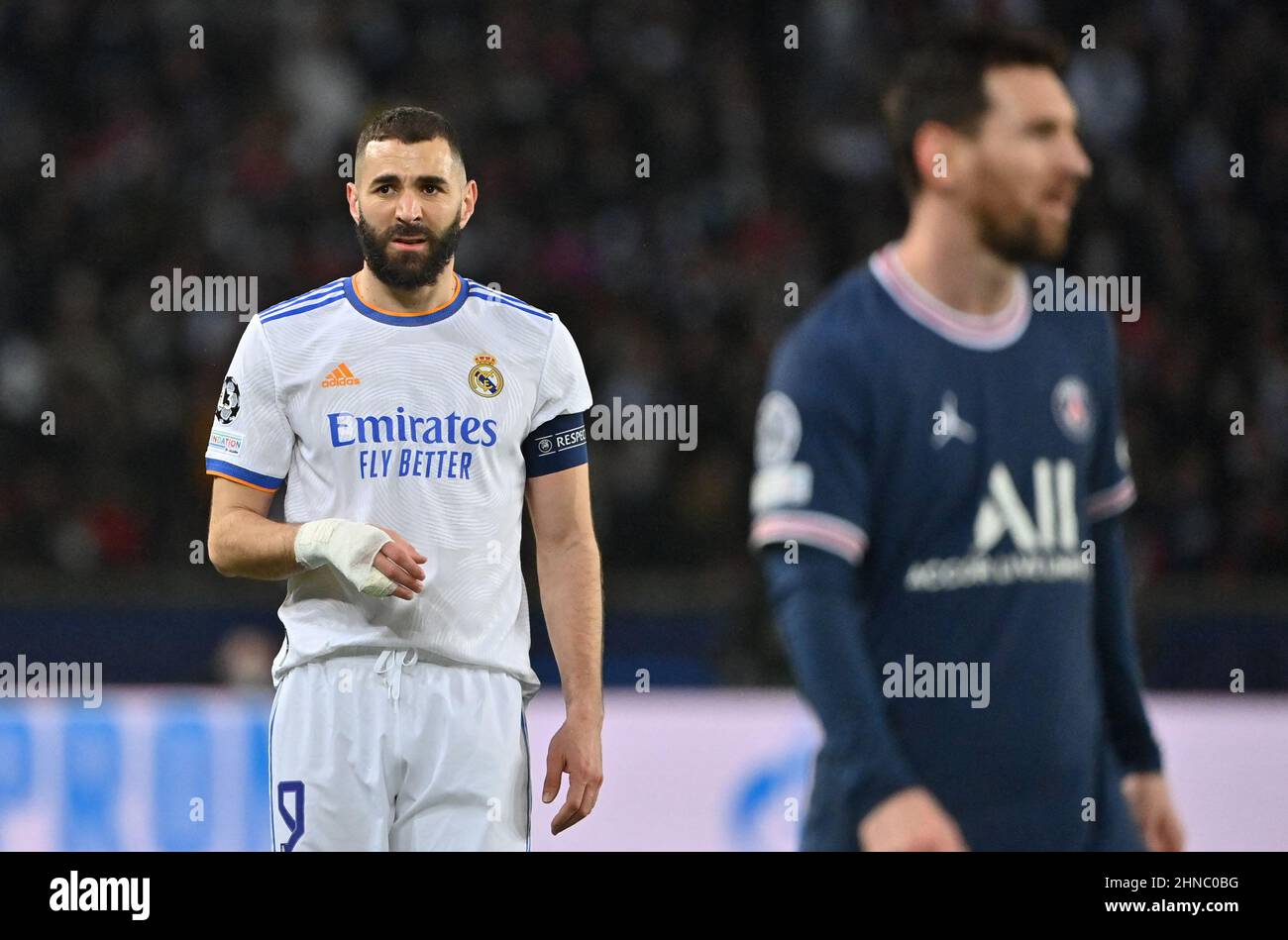 Paris, France, February 15, 2022, Real Madrid's French forward Karim ...