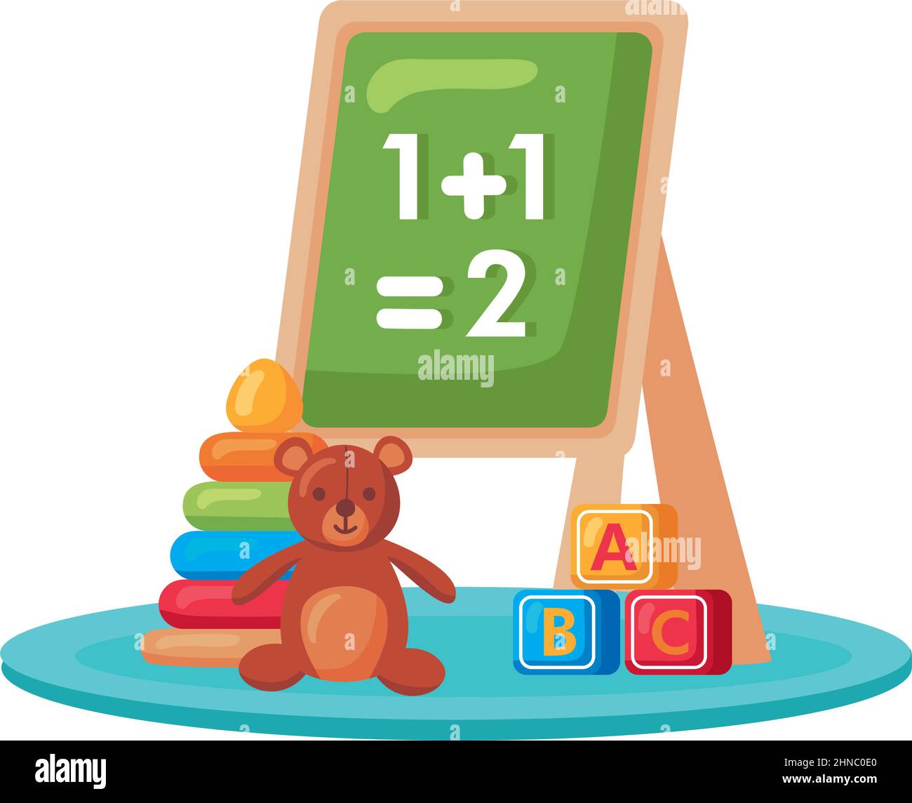 chalkboard and teddy with toys icons Stock Vector Image & Art - Alamy